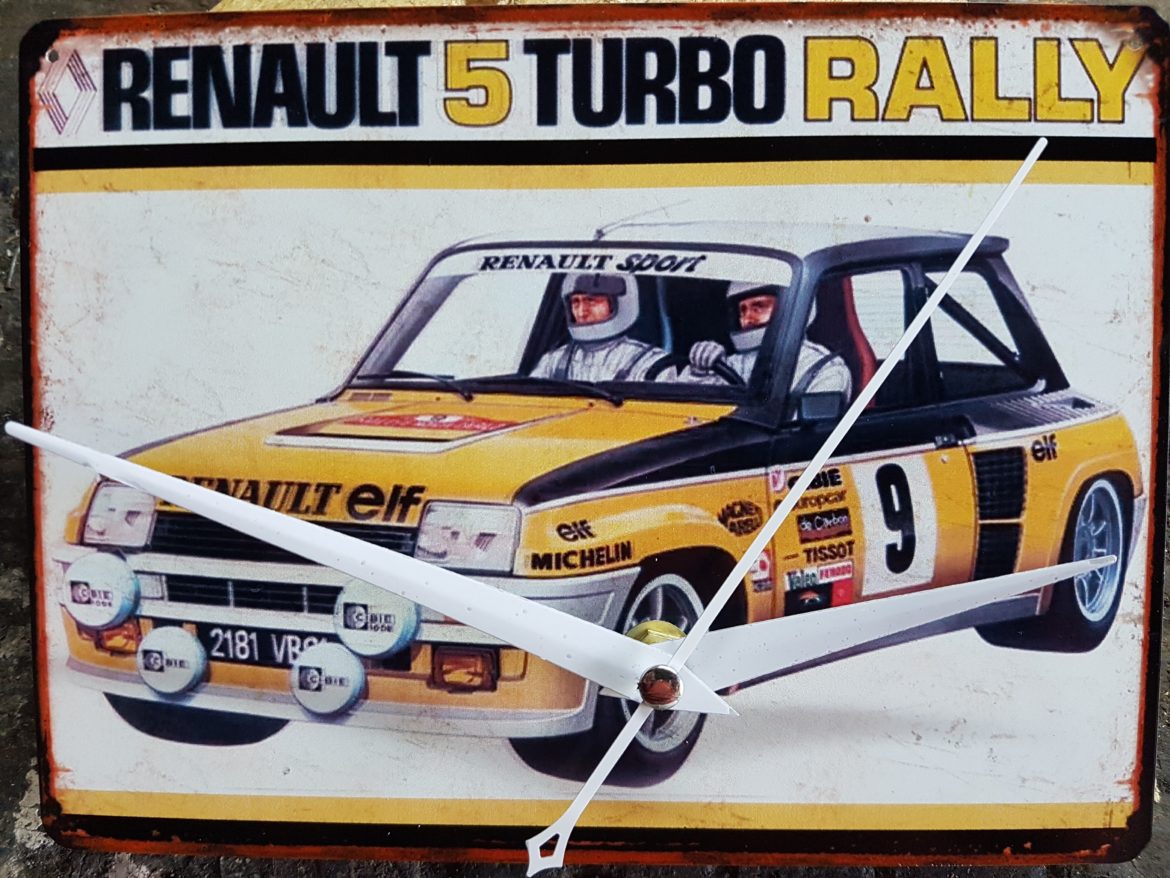Horloge murale Renault 5 Turbo Rallye vintage 15x20cm