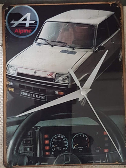 Horloge murale Renault 5 Alpine vintage 15x20cm - Rétro Passion Story